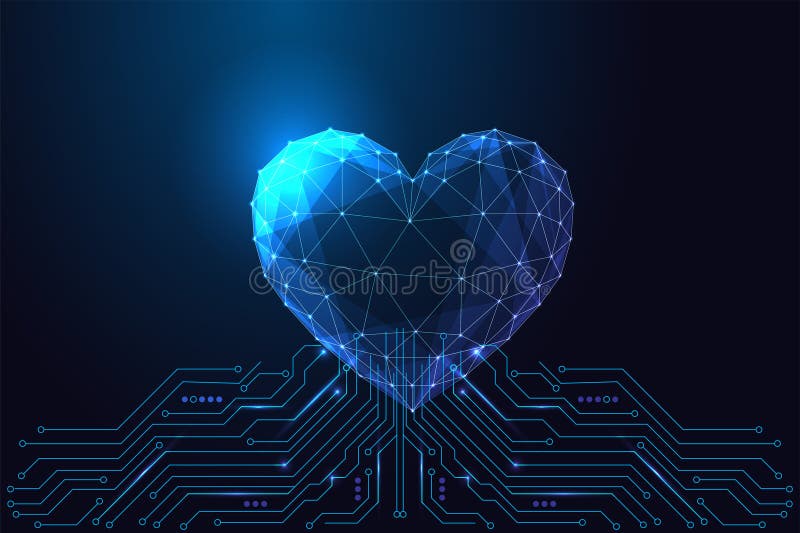Digital Heart and Circuit Board Connection Symbolizes AI Emotion or ...