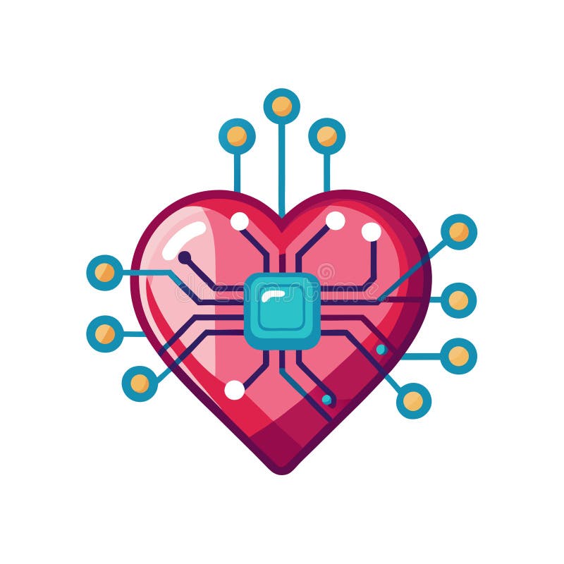 Technological Heart: Digital Love and Artificial Intelligence Concept ...