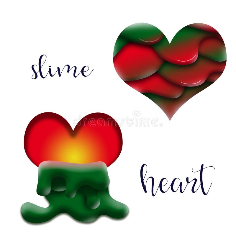 Digital Heart in the Form of a Slime Stock Illustration - Illustration ...