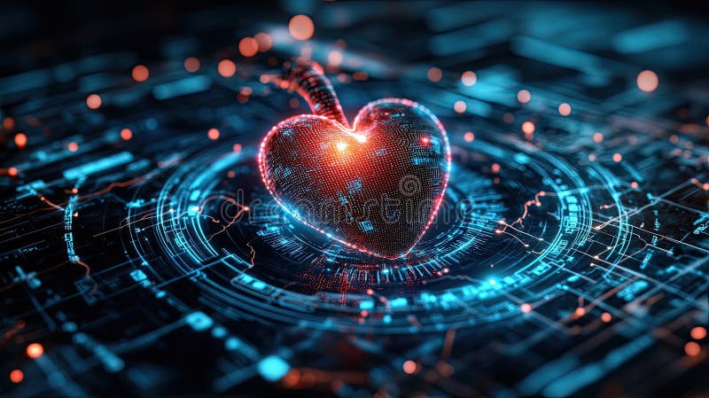 Digital Heart: Futuristic Technology and Love Concept Stock Image ...