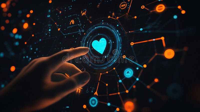 Digital Heart Interactive Love Technology Network Connection Future ...