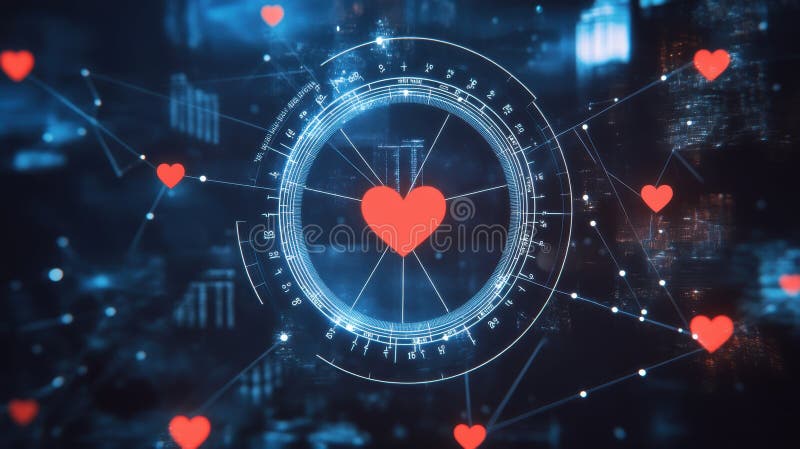 Digital Heart Interface Concept with Futuristic Elements Stock Image ...