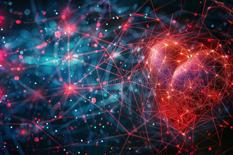 Digital Heart in Network stock illustration. Illustration of concept ...