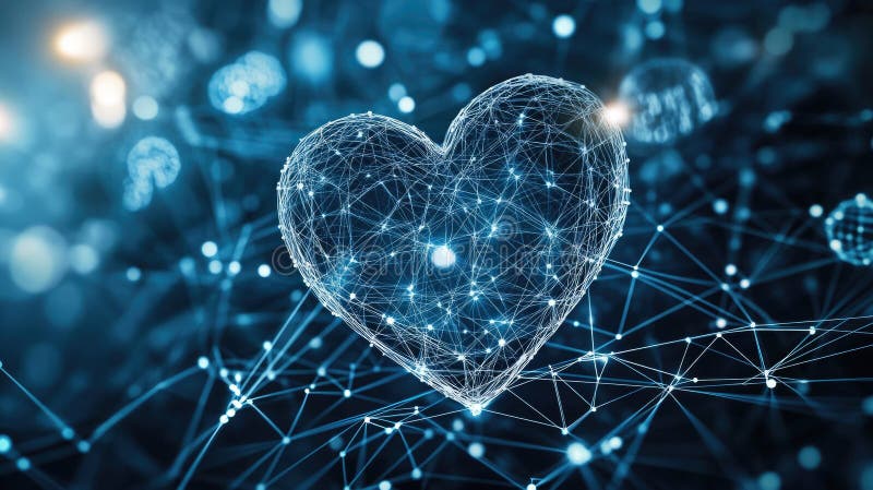 Digital Heart Shaped Network Representing Connectivity and Technology ...