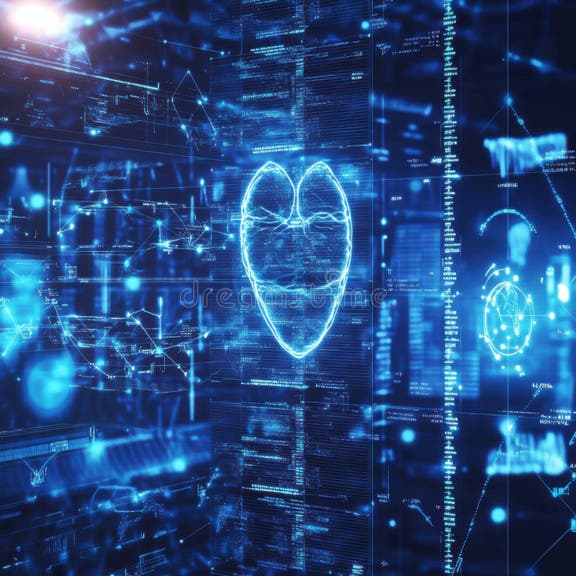 Digital Heart Visualization with Data Analytics in Blue Colors Stock ...