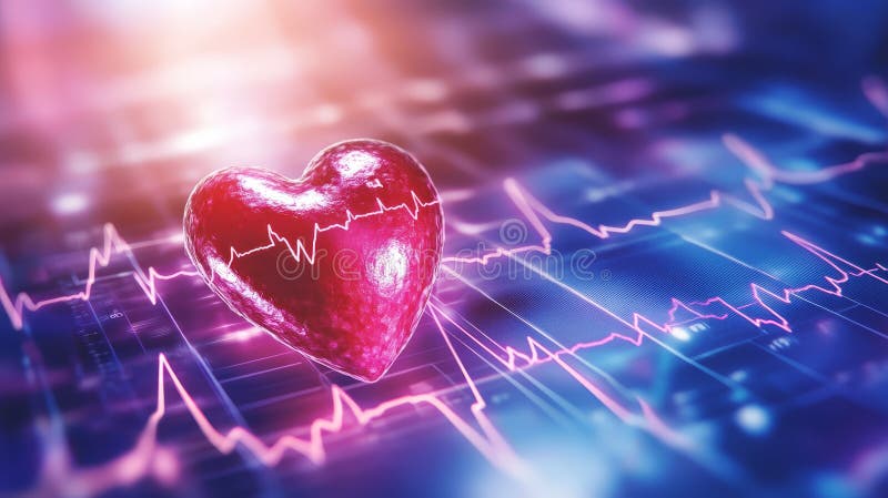 Digital Heartbeat, a Glowing Heart Beats on Computer Screen ...