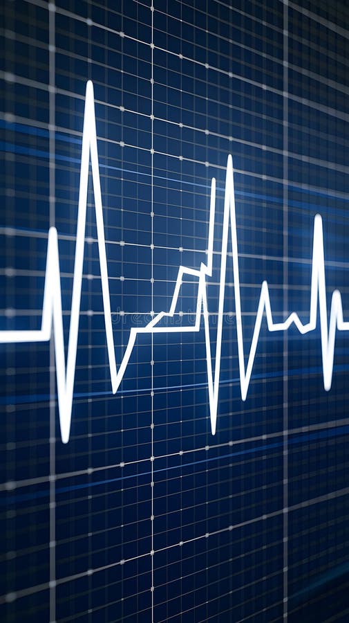 Digital Heartbeat Waveform on Grid, White and Blue Tones, Medical ...