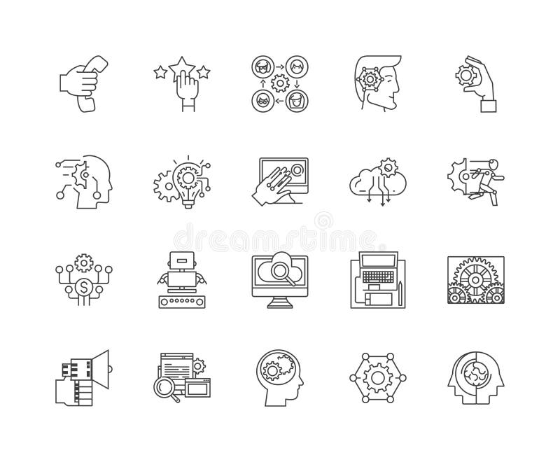 Digital Help Line Icons, Signs, Vector Set, Outline Illustration ...