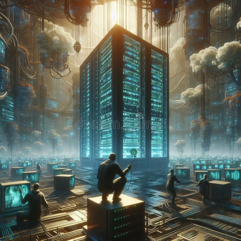 Digital Hermitage in a World Devoid of Humans a Lone Server Farm Stock ...