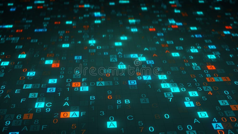 Digital Hex Code Symbols on Monitor Stock Illustration - Illustration ...