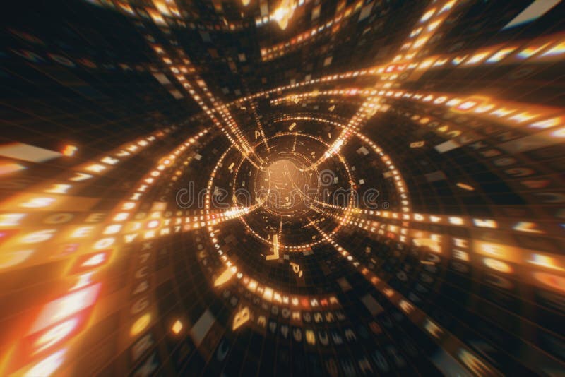 Digital Hexadecimal Code Data Tunnel 3d Illustration Stock Illustration - Illustration of email ...