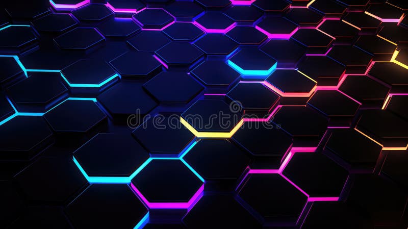 Digital Hexagon Background Pattern Black Stock Illustration ...
