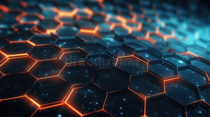 Digital Hexagon Grid Network Stock Illustration - Illustration of ...