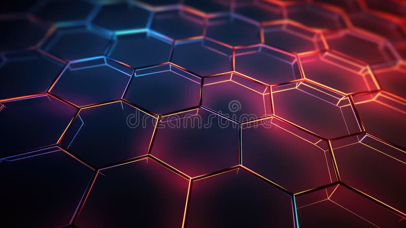 Digital Hexagon Grid Network Stock Illustration - Illustration of tech ...