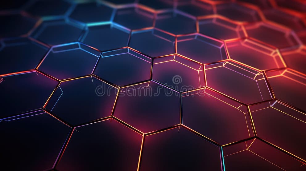 Digital Hexagon Grid Network Stock Illustration - Illustration of tech ...