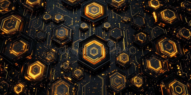 Digital Hexagon Pattern with Glowing Edges a Tech Background Stock ...