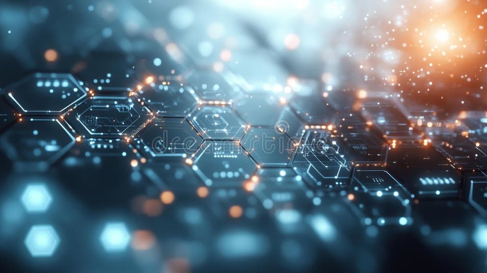 Digital Hexagonal Network stock illustration. Illustration of digital ...