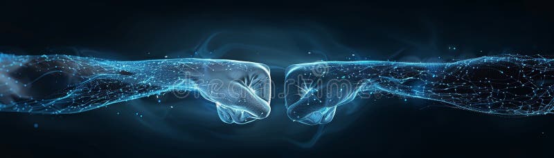 Digital High-five Concept of Two Futuristic Glowing Hands Connecting in ...