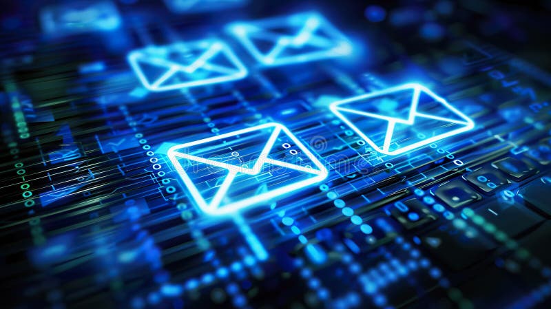 Digital High Speed Email Systems in a Virtual Network Stock Photo ...