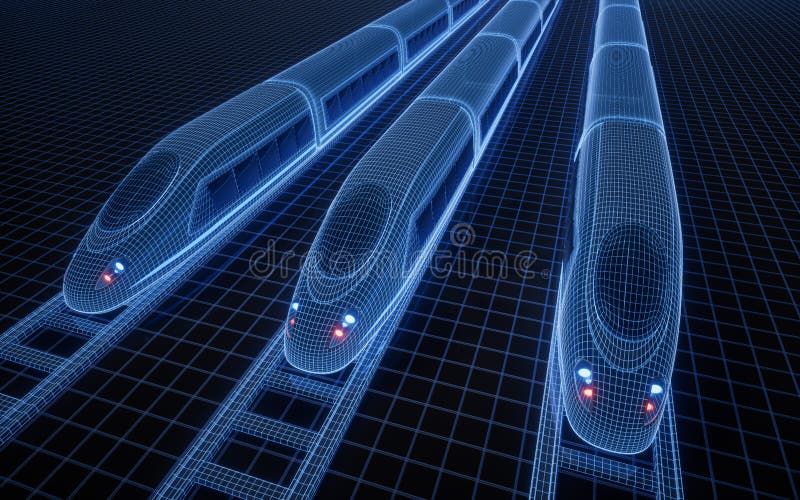Digital High Speed Railway Bullet Train, 3d Rendering Stock ...