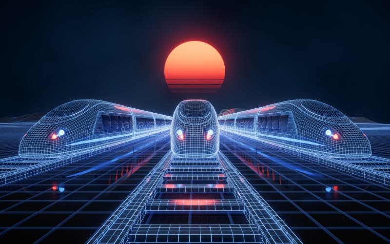 Digital High Speed Railway Bullet Train, 3d Rendering Stock ...