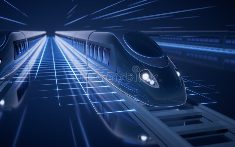Digital High Speed Railway Bullet Train, 3d Rendering Stock ...