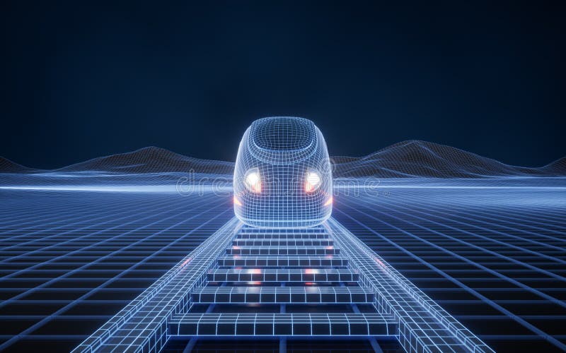 Railway and Digital Space, 3d Rendering Stock Illustration ...