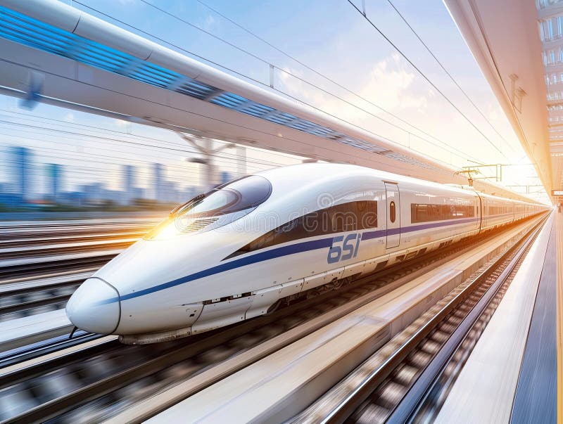 Digital High Speed Railway Bullet Train. Stock Illustration ...