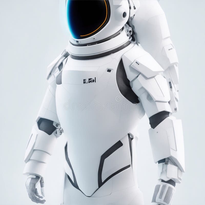 Digital High-tech Astronaut in Cyberpunk Style Lines, White Background ... Digital High-tech Astronaut in Cyberpunk Style Lines, White Background ...