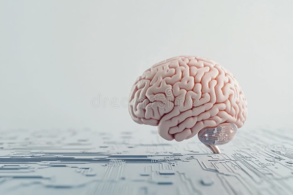 Digital High Tech Brain. Digital Artificial Intelligence Illustration ...