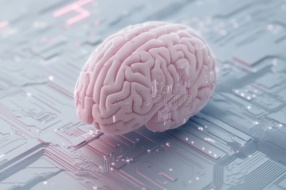 Digital High Tech Brain. Digital Artificial Intelligence Illustration ...