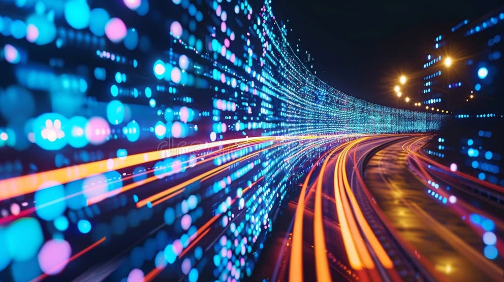 A Digital Highway with Data Packets Speeding Past in a Blur ...
