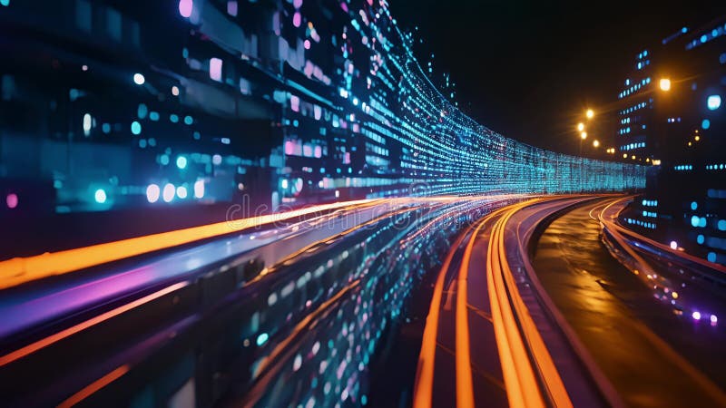 A Digital Highway with Data Packets Speeding Past in a Blur ...