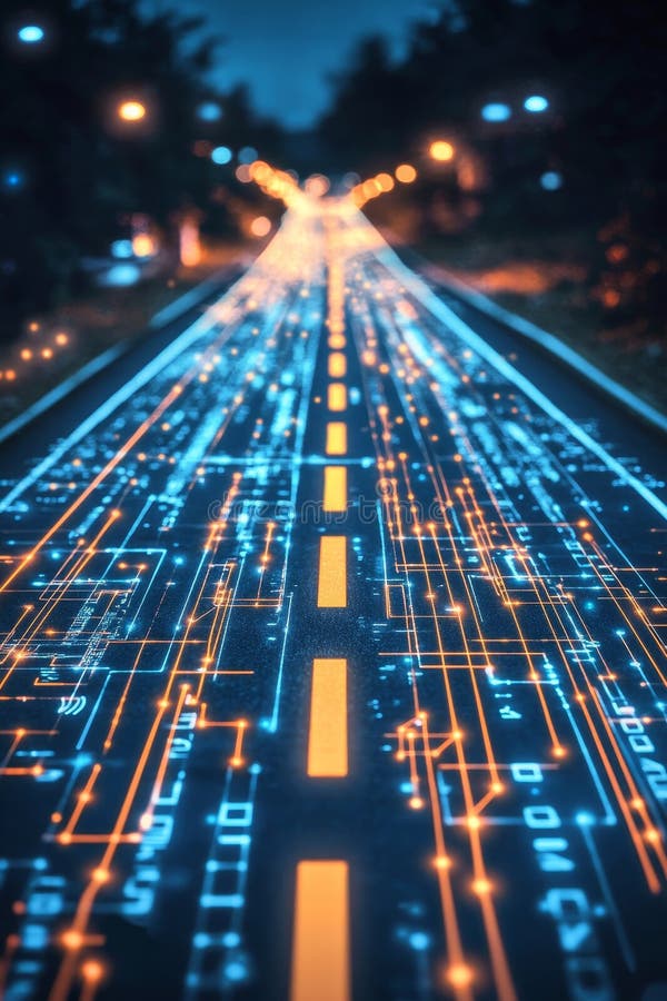 Digital Highway Future of Transportation, Smart City Road with Circuit ...