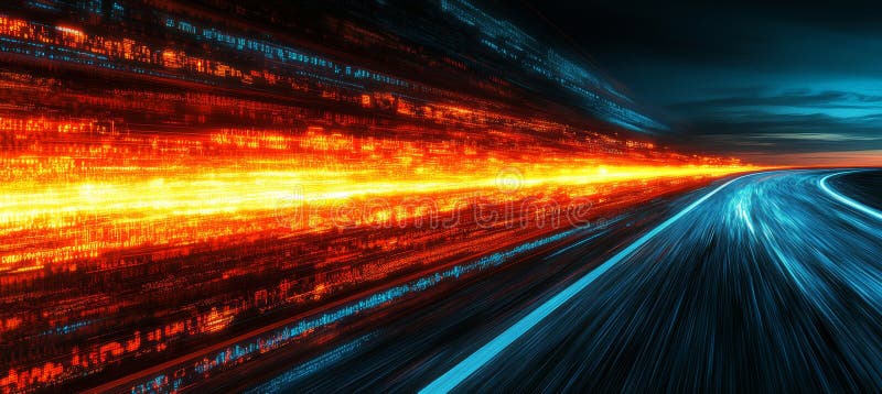 Digital Highway High-Speed Data Flow in Motion, Creating a Futuristic ...