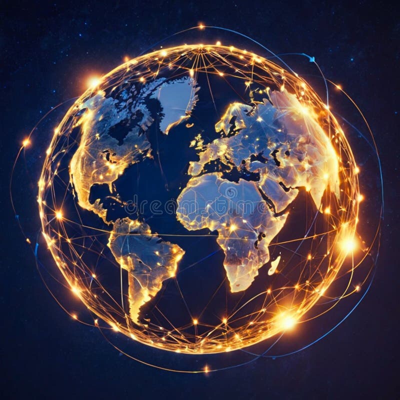 Digital Highways: How Technology Connects the World Stock Illustration ...