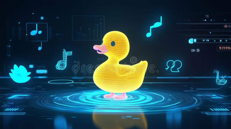 Digital Hologram Duck with Sound Elements Stock Photo - Image of ...