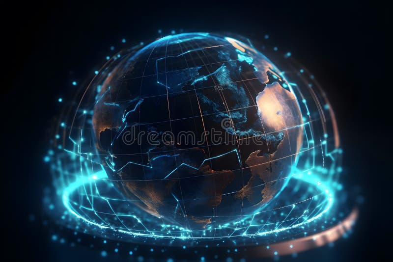 Digital Hologram of Planet Earth Neural Network AI Generated Stock ...