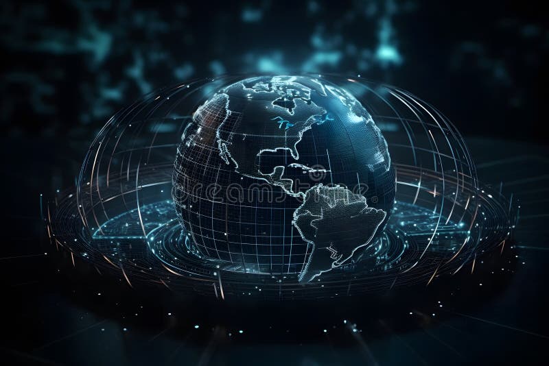 Digital Hologram of Planet Earth Neural Network AI Generated Stock ...