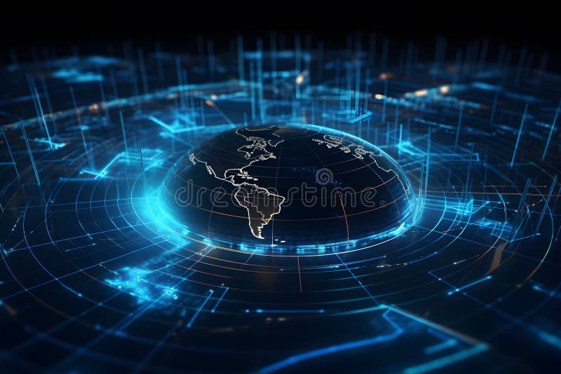 Digital Hologram of Planet Earth Neural Network AI Generated Stock ...