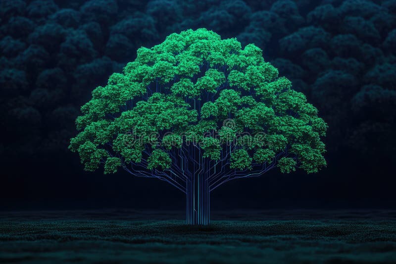 Digital Holograms of Interconnected Trees and Plants Stock Image ...