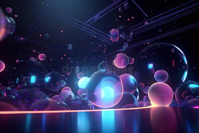 Digital Holographic Background with Floating Spheres, Showcasing the ...