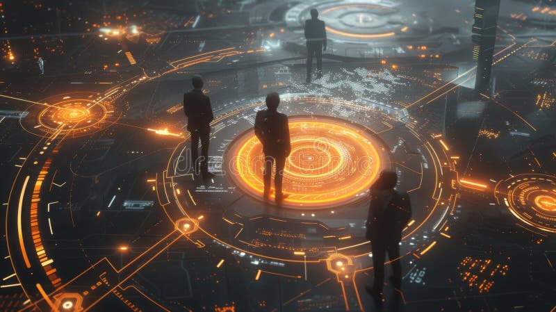 Digital Holographic Command Center with Futuristic Data Visuals Stock ...