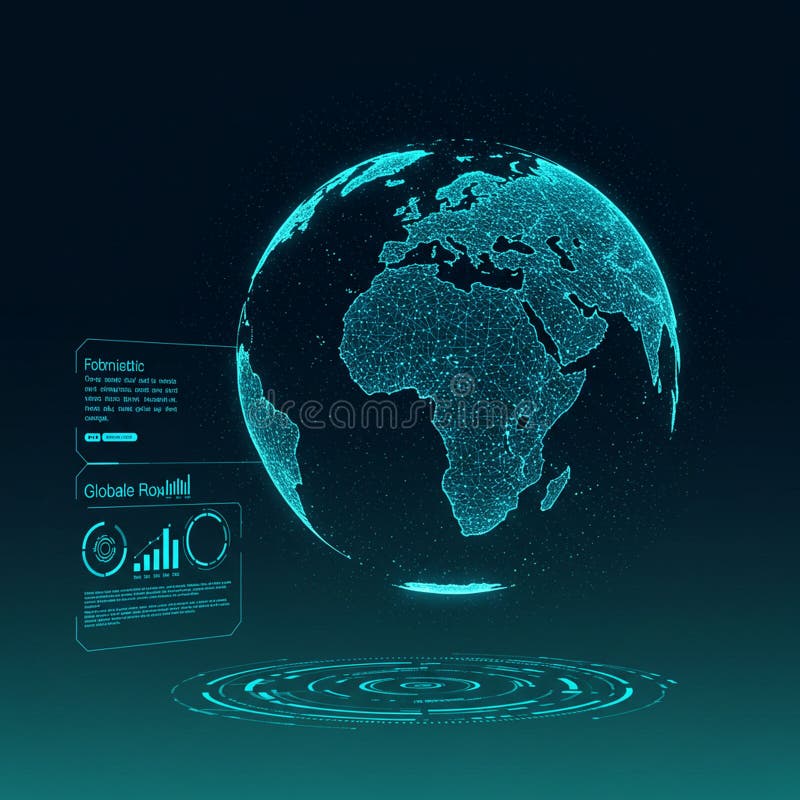 A Digital, Holographic Depiction of Earth Showcases the Continents with ...