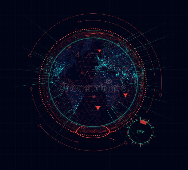 Sci-fi Futuristic Global Network World Map, Vector Illustration Stock ...