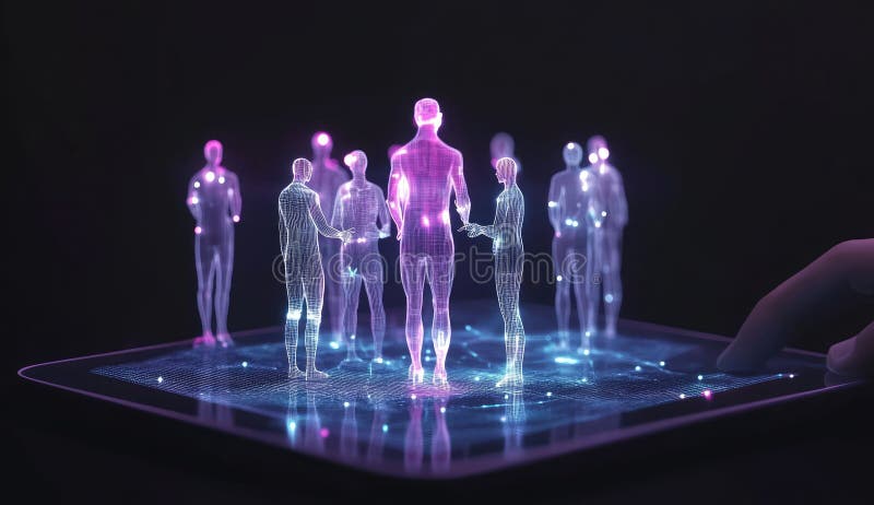 AI-Generated Hologram Meeting Stock Illustration - Illustration of ...