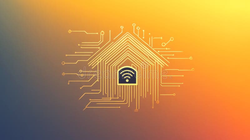 Digital Home Connectivity Concept with Wireless Technology Symbol Stock ...