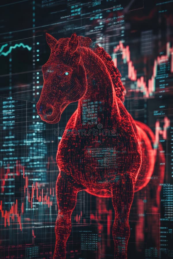 Digital Horse in Cyber Matrix: Stock Market Data Visualization Concept. Stock Image - Image of ...