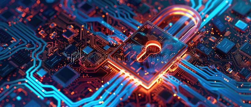 Digital Hot Padlock with Energy in Cyber Space, Abstract Data ...