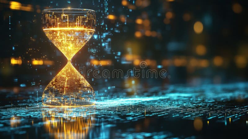 Digital Hourglass Measuring Time in Futuristic Virtual Reality Stock ...